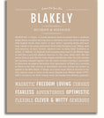Blakely Personalized Name Meaning Art Prints – Name Stories