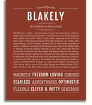 Blakely Personalized Name Meaning Art Prints – Name Stories