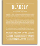 Blakely Personalized Name Meaning Art Prints – Name Stories