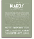 Blakely Personalized Name Meaning Art Prints – Name Stories