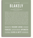 Blakely Personalized Name Meaning Art Prints – Name Stories