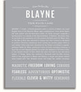 Blayne Personalized Name Meaning Art Prints – Name Stories