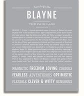 Blayne Personalized Name Meaning Art Prints – Name Stories
