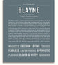 Blayne Personalized Name Meaning Art Prints – Name Stories