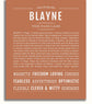 Blayne Personalized Name Meaning Art Prints – Name Stories
