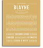 Blayne Personalized Name Meaning Art Prints – Name Stories