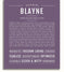 Blayne Personalized Name Meaning Art Prints – Name Stories
