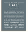 Blayne Personalized Name Meaning Art Prints – Name Stories