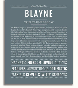 Blayne Personalized Name Meaning Art Prints Name Stories