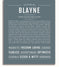 Blayne Personalized Name Meaning Art Prints – Name Stories