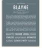 Blayne Personalized Name Meaning Art Prints – Name Stories