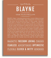 Blayne Personalized Name Meaning Art Prints – Name Stories