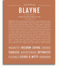 Blayne Personalized Name Meaning Art Prints – Name Stories