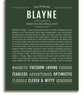 Blayne Personalized Name Meaning Art Prints Name Stories