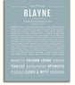 Blayne Personalized Name Meaning Art Prints – Name Stories