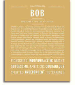 Bob Personalized Name Meaning Art Prints – Name Stories