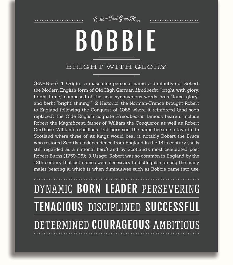 Bobbie Personalized Name Meaning Art Prints – Name Stories