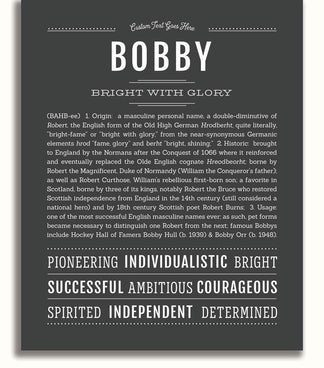 Bobby Personalized Name Meaning Art Prints – Name Stories