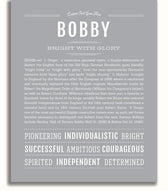 Bobby Personalized Name Meaning Art Prints – Name Stories