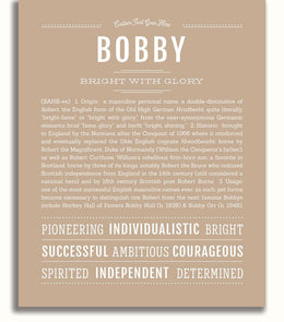 Bobby Personalized Name Meaning Art Prints – Name Stories