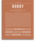 Bobby Personalized Name Meaning Art Prints – Name Stories