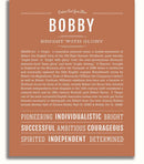 Bobby Personalized Name Meaning Art Prints – Name Stories