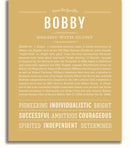 Bobby Personalized Name Meaning Art Prints – Name Stories