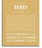 Bobby Personalized Name Meaning Art Prints – Name Stories