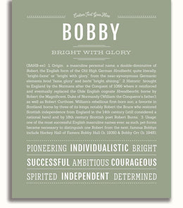 Bobby Personalized Name Meaning Art Prints – Name Stories