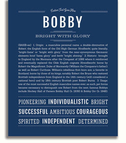 Bobby Personalized Name Meaning Art Prints – Name Stories