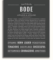 Bode Personalized Name Meaning Art Prints – Name Stories