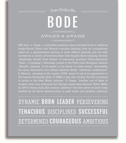 Bode Personalized Name Meaning Art Prints – Name Stories