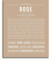 Bode Personalized Name Meaning Art Prints – Name Stories
