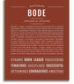 Bode Personalized Name Meaning Art Prints – Name Stories