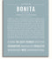 Bonita Personalized Name Meaning Art Prints – Name Stories