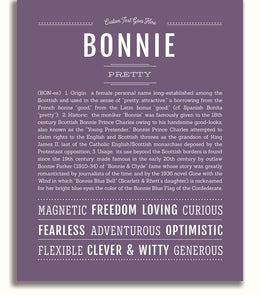 Bonnie Personalized Name Meaning Art Prints – Name Stories