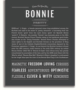 Bonnie Personalized Name Meaning Art Prints – Name Stories