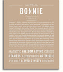 Bonnie Personalized Name Meaning Art Prints – Name Stories