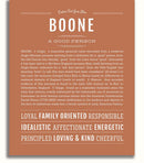 Boone Personalized Name Meaning Art Prints – Name Stories