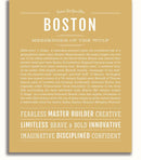 Boston Personalized Name Meaning Art Prints – Name Stories