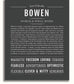 Bowen Personalized Name Meaning Art Prints – Name Stories