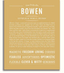 Bowen Personalized Name Meaning Art Prints – Name Stories
