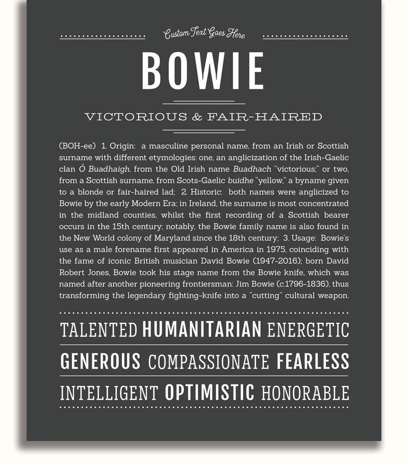 Bowie Personalized Name Meaning Art Prints – Name Stories