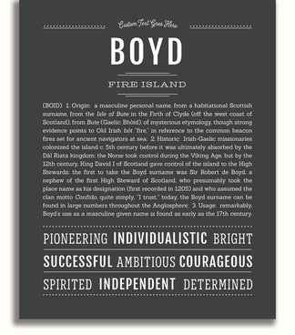 Boyd Personalized Name Meaning Art Prints – Name Stories