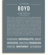 Boyd Personalized Name Meaning Art Prints – Name Stories