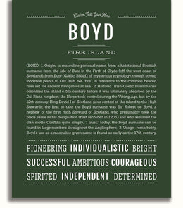 Boyd Personalized Name Meaning Art Prints – Name Stories