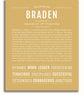 Braden Personalized Name Meaning Art Prints – Name Stories