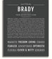 Brady Personalized Name Meaning Art Prints – Name Stories