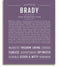 Brady Personalized Name Meaning Art Prints – Name Stories
