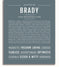 Brady Personalized Name Meaning Art Prints – Name Stories